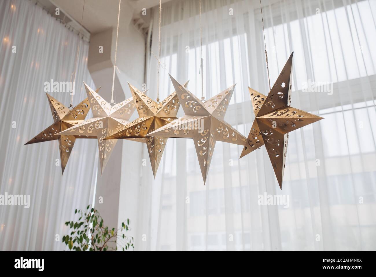 Row of stars against the window. Low angle stock photo Stock Photo - Alamy