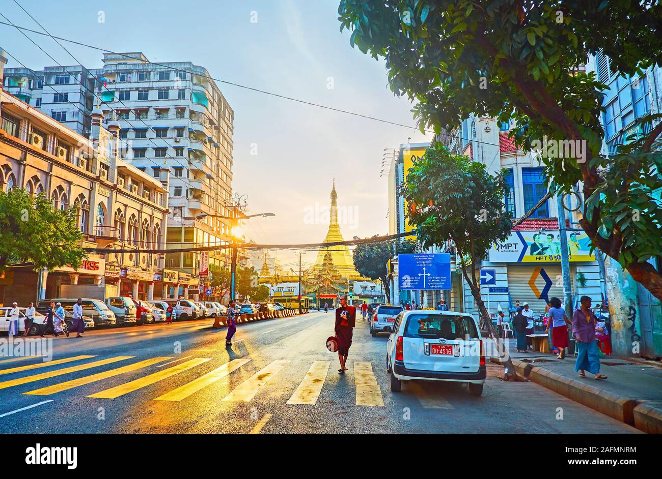Busy road in yangon hi-res stock photography and images - Alamy