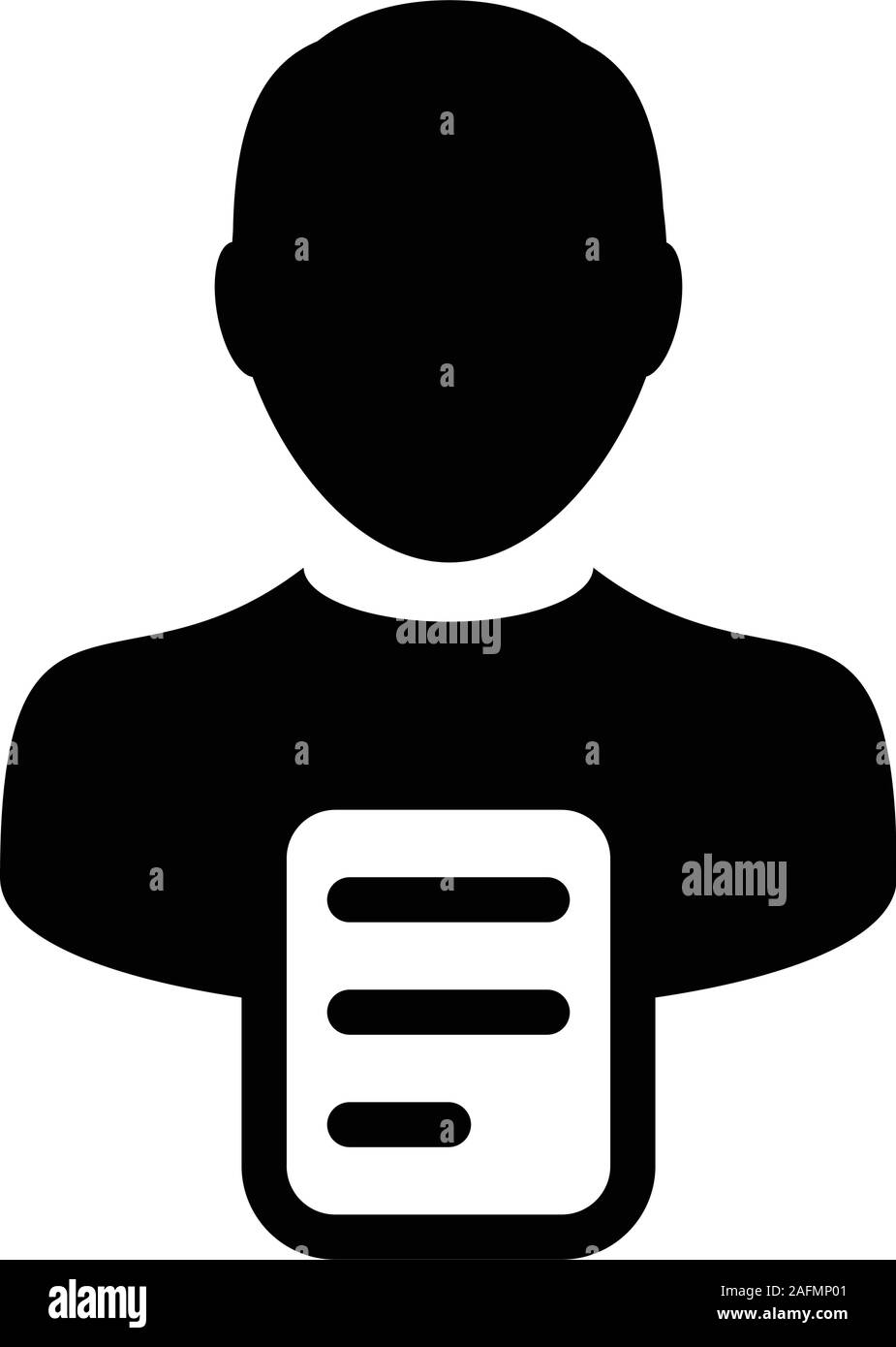 Profile icon vector male profile avatar with document symbol in a glyph ...