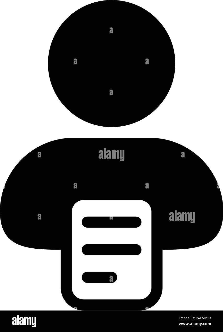 Booking icon vector male person profile avatar with document symbol for ...