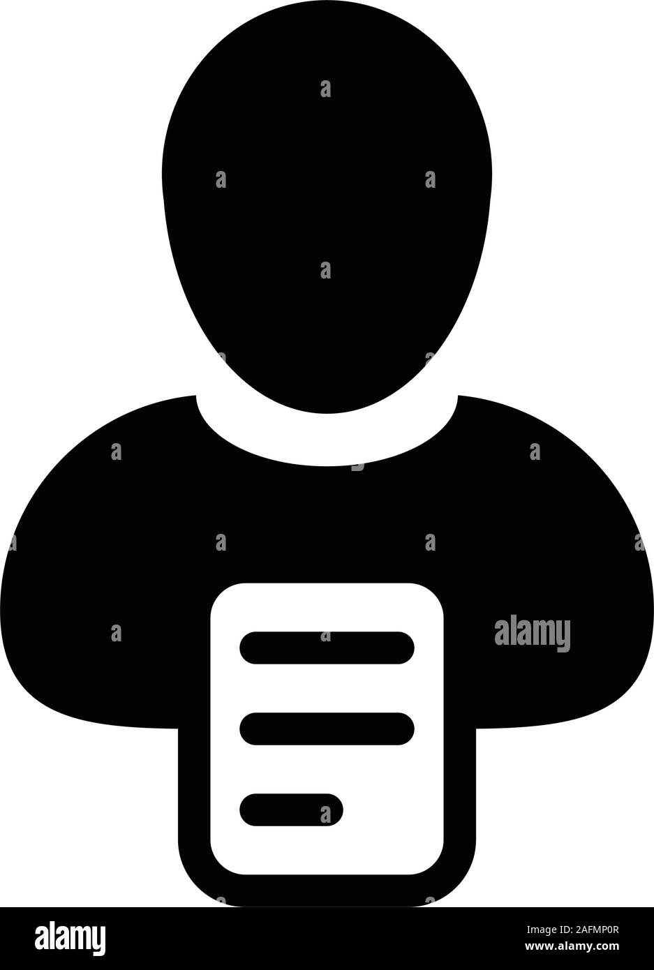 Bulletin icon vector male person profile avatar with document symbol ...