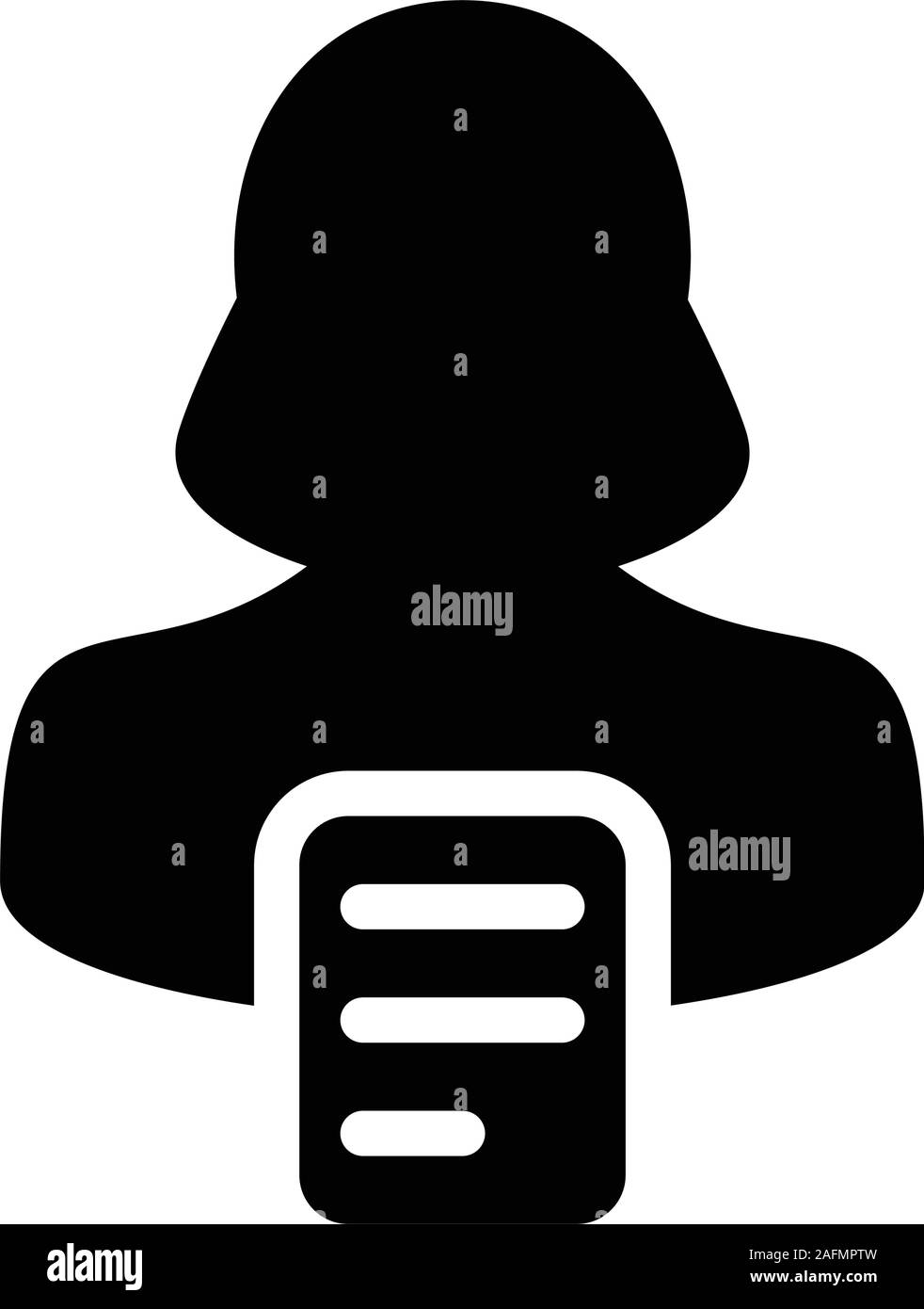 Email icon vector female person profile avatar with document symbol for ...