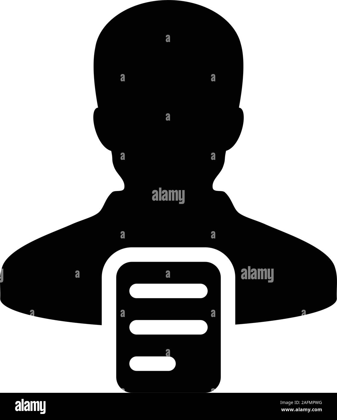 User guide icon vector male person profile avatar with document symbol ...