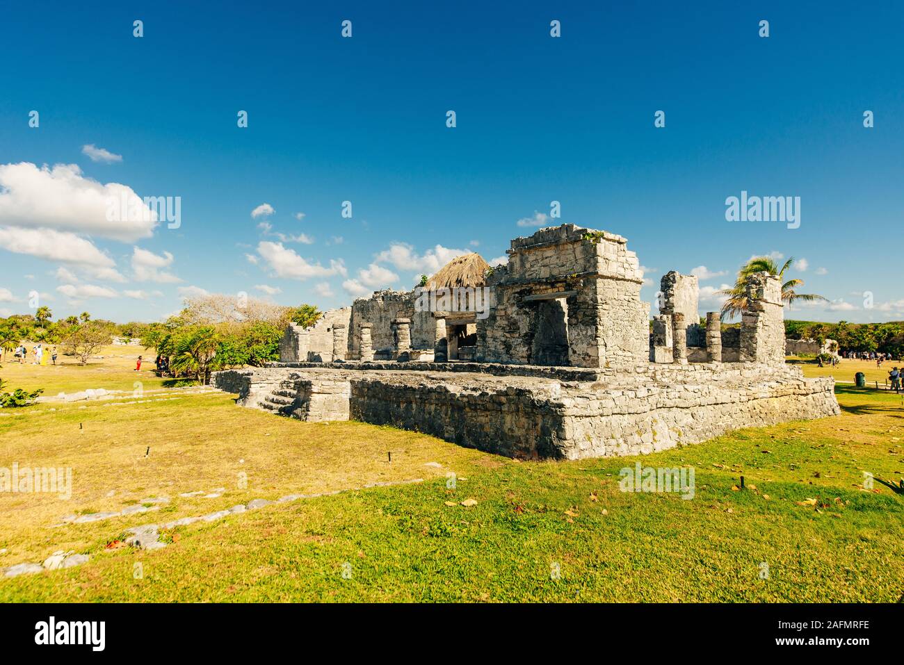 El Castillo, the central piece of the ancient Mayan ruins at Tulum ...