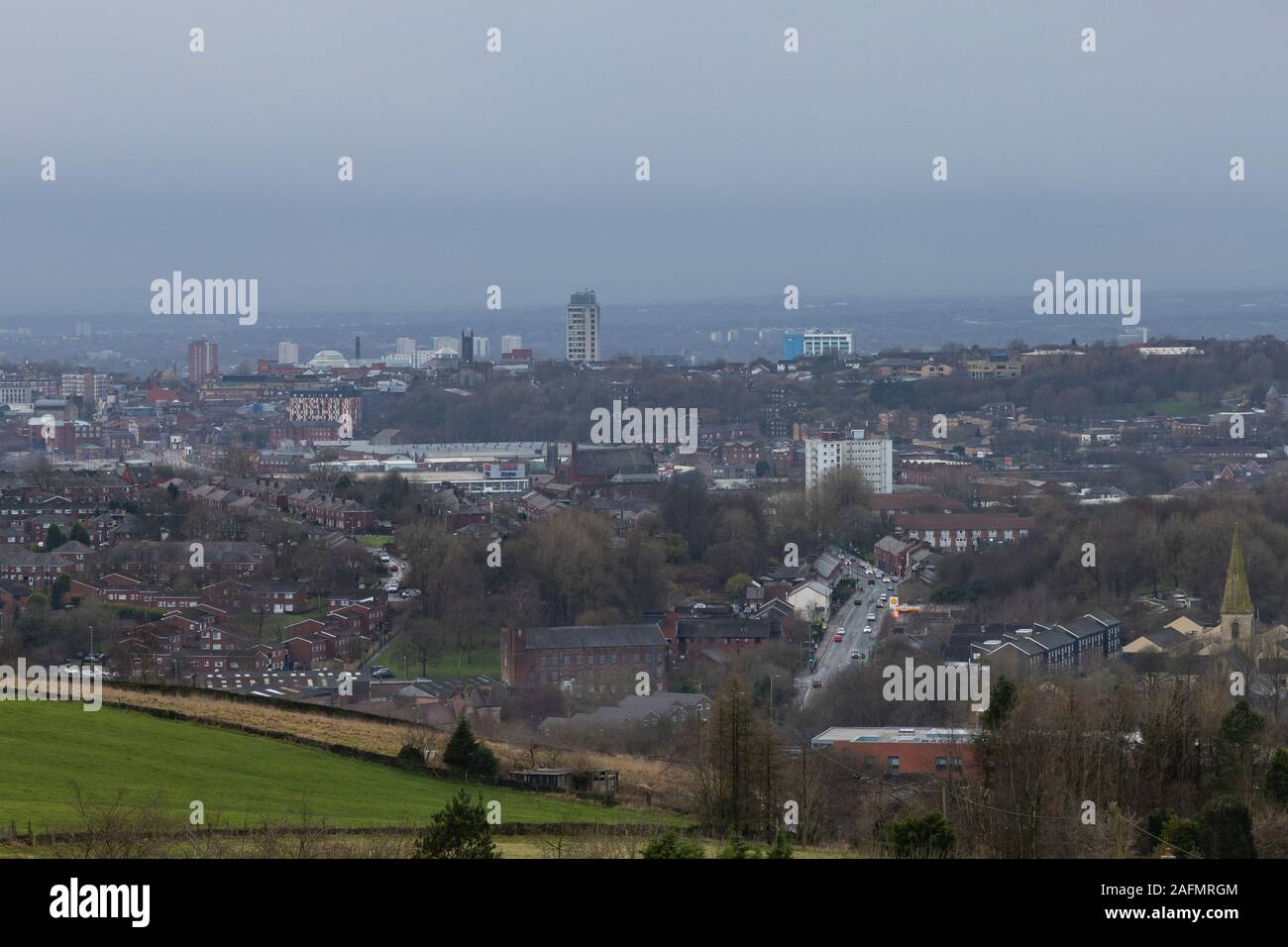 A view of the town of Oldham, Greater Manchester, England, UK Stock ...