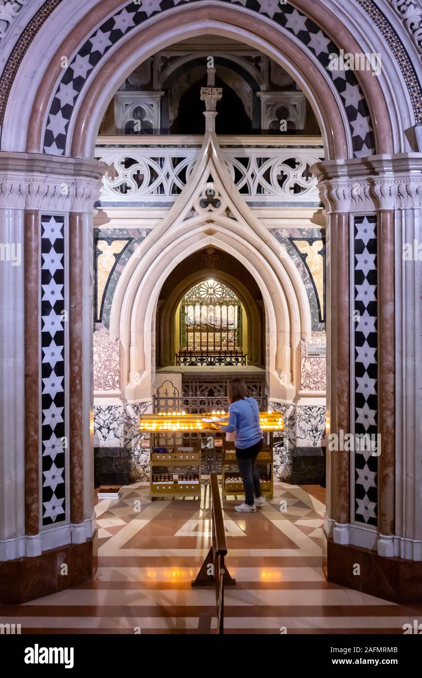 Assisi, Italy - December 7, 2019: Inside the church there is the ...