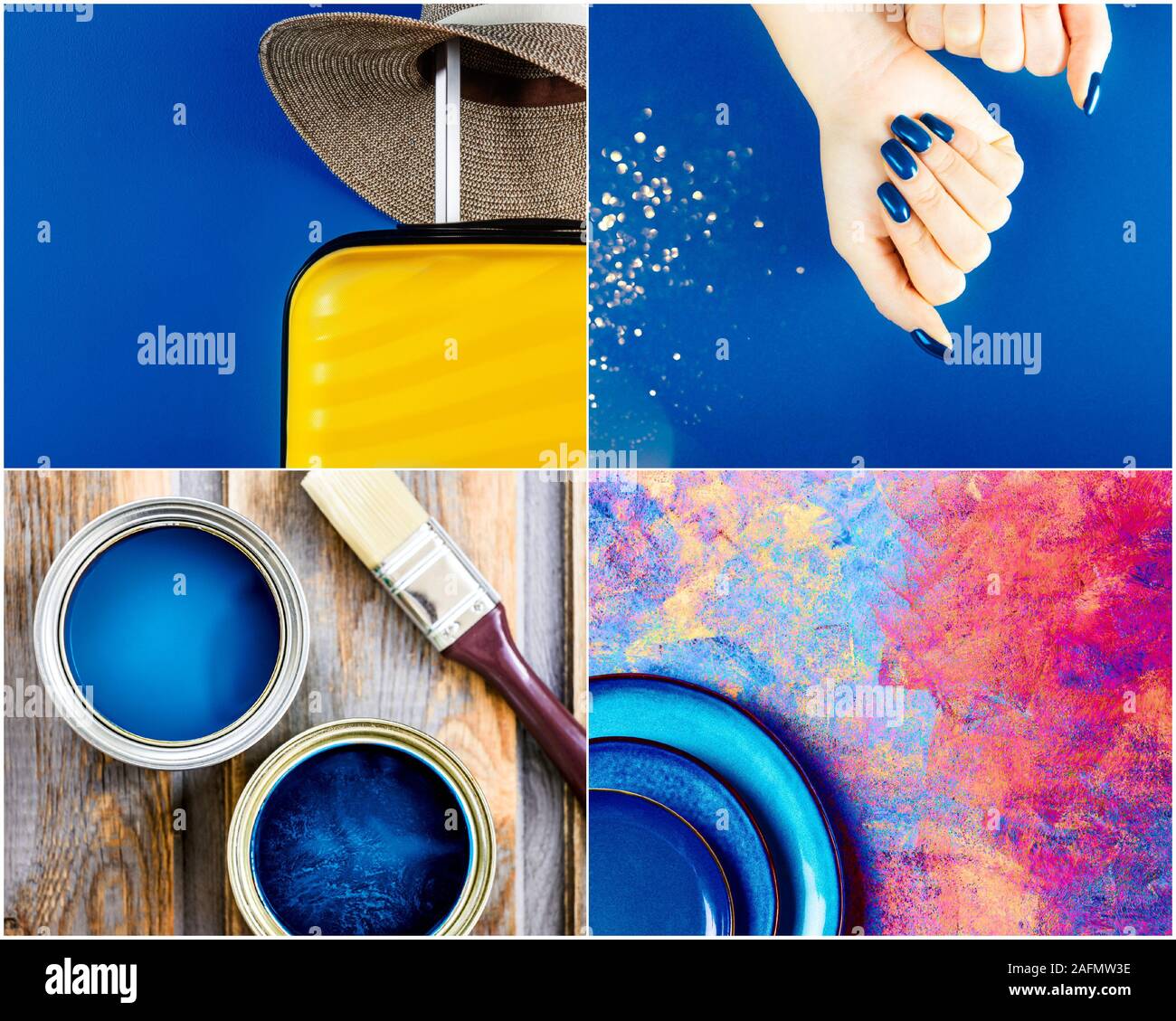 Photo collage made in blue tones with the influence of the theme of the ...