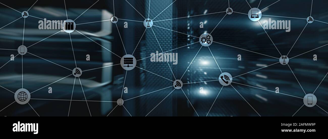 Website Banner Mixed Media. IOT - internet of things concepts. ICT ...