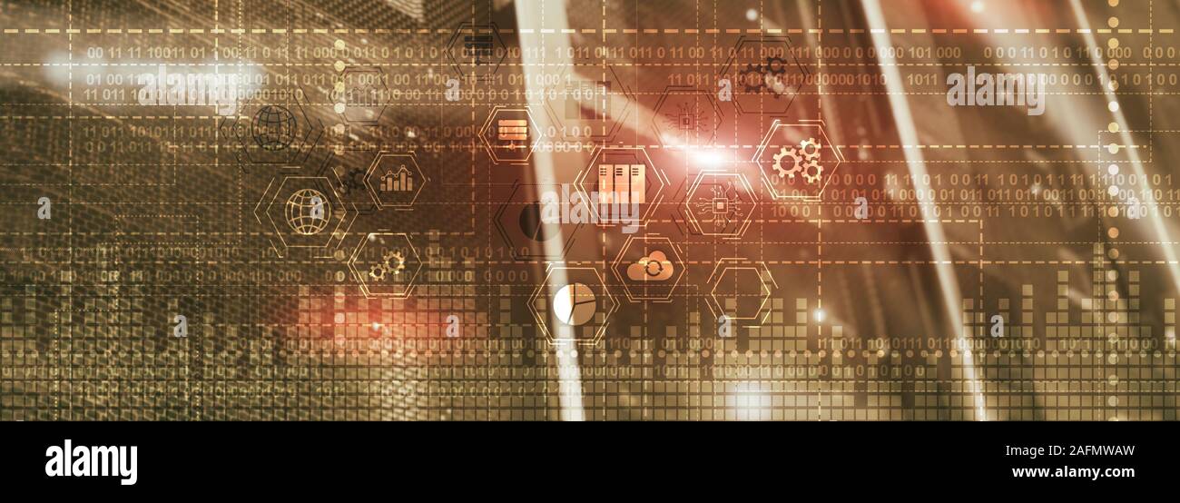 Binary code. ICT - information and telecommunication technology and IOT ...