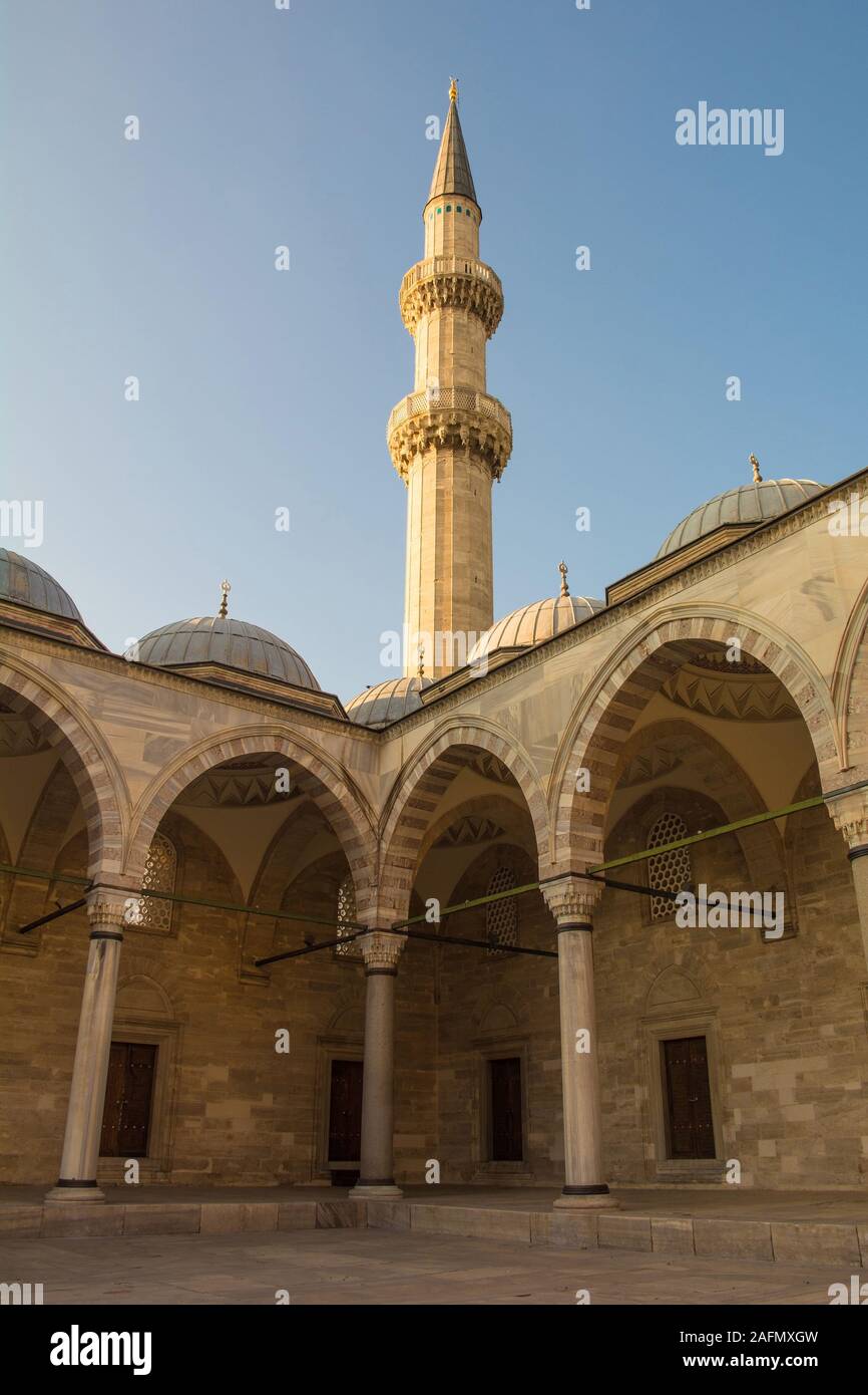 The courtyard of the 16th century Suleymaniye mosque, the largest ...