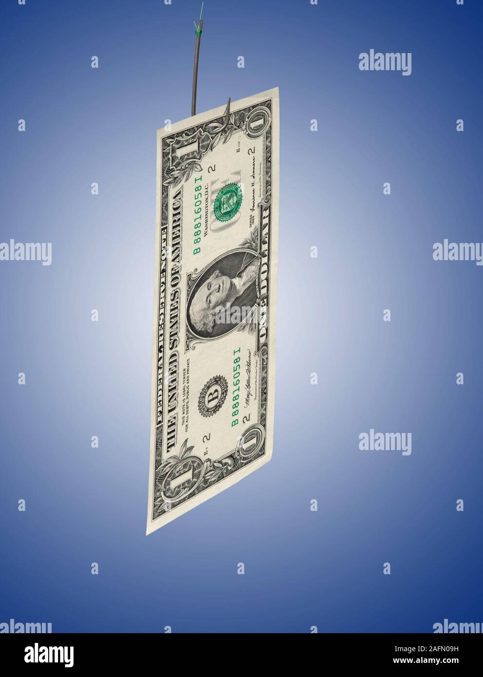 Dollar on fishing hook Stock Photo - Alamy