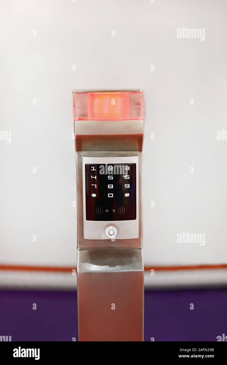 Numeric Pad Access at Smart Electronic Lock With Red Light Stock Photo ...