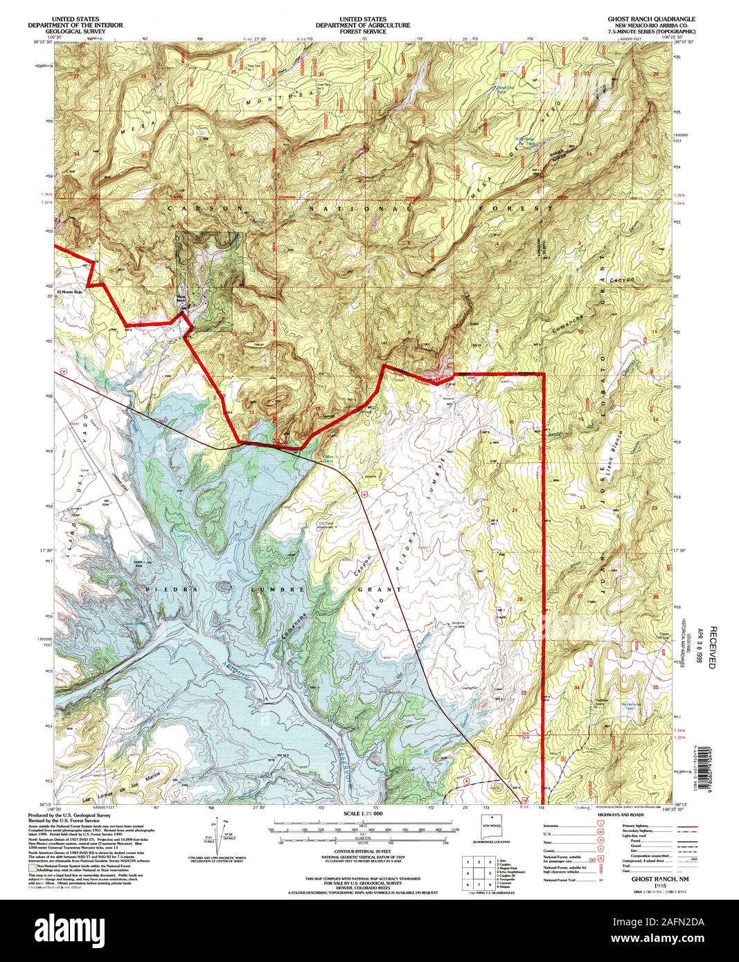 USGS TOPO Map New Mexico NM Ghost Ranch 192756 1995 24000 Restoration ...