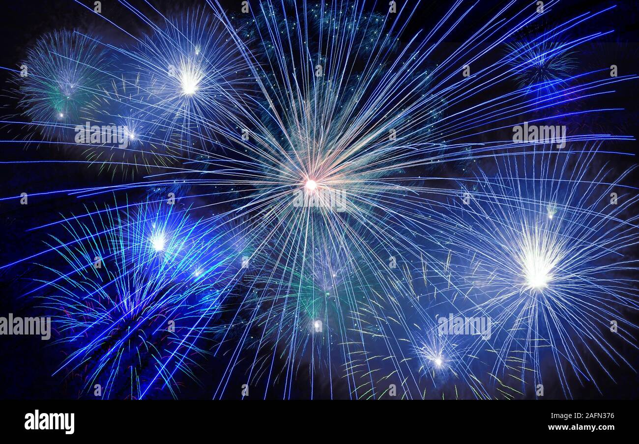 Red and Blue Firework star beautiful festival Stock Photo - Alamy