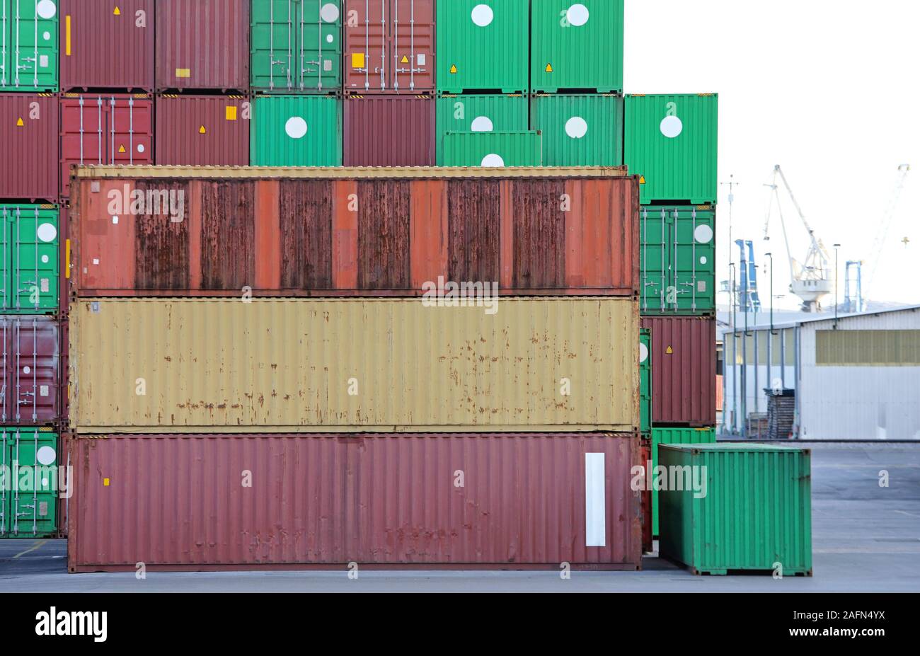 Shipping Containers in Cargo Port Stock Photo - Alamy