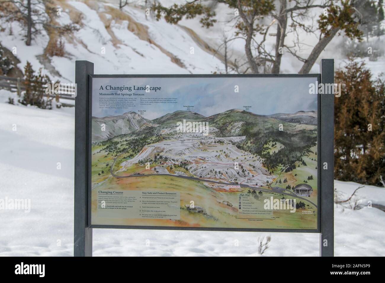 The terrace map at Mammoth Hot Springs, Yellowstone National Park ...