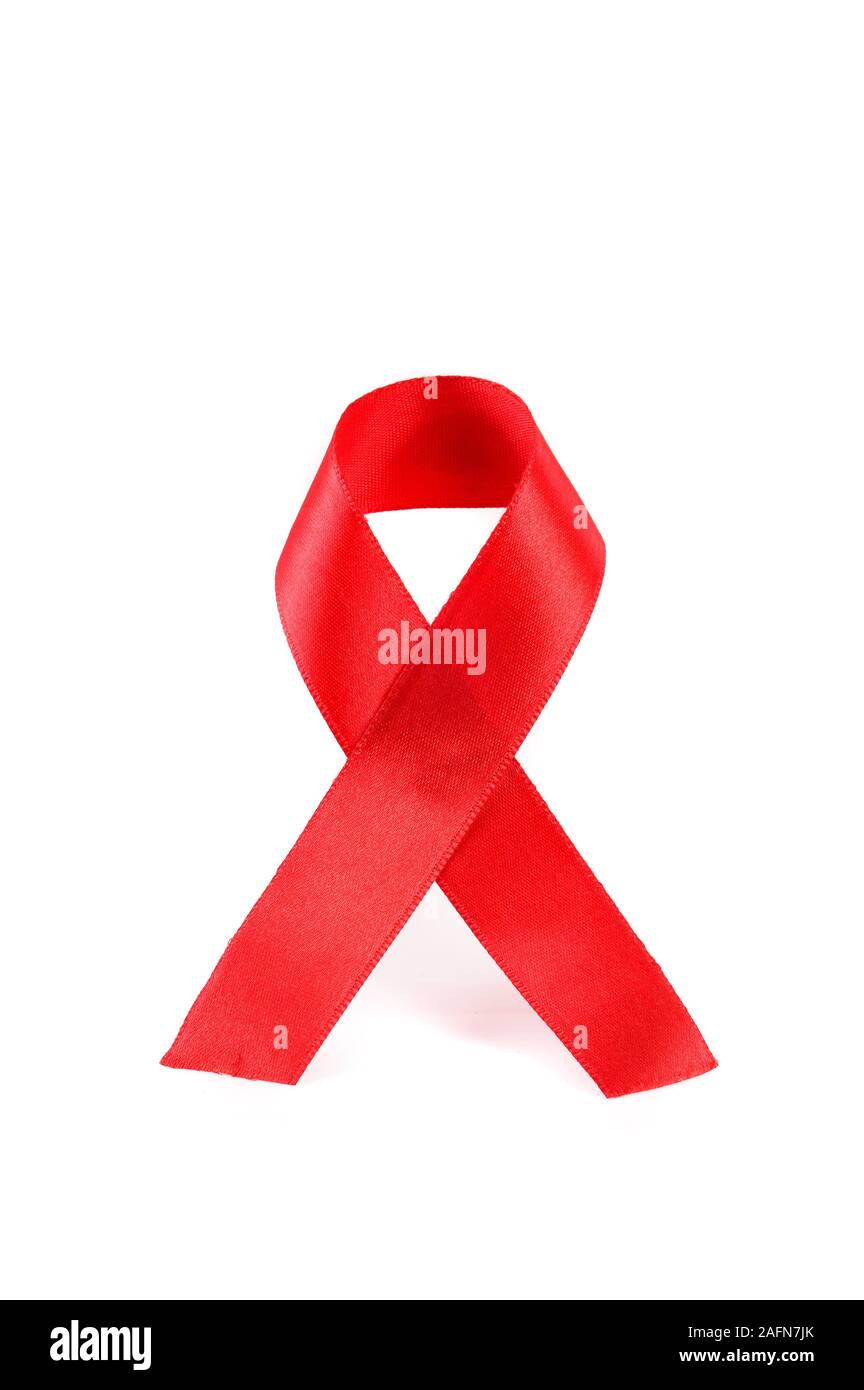 Aids Awareness Red Ribbon on white background Stock Photo - Alamy
