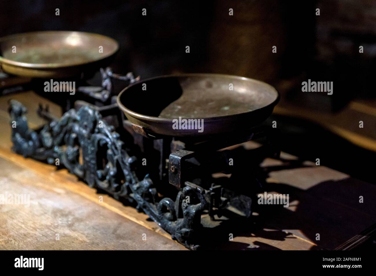 Antique wooden balance scales old hi-res stock photography and images ...