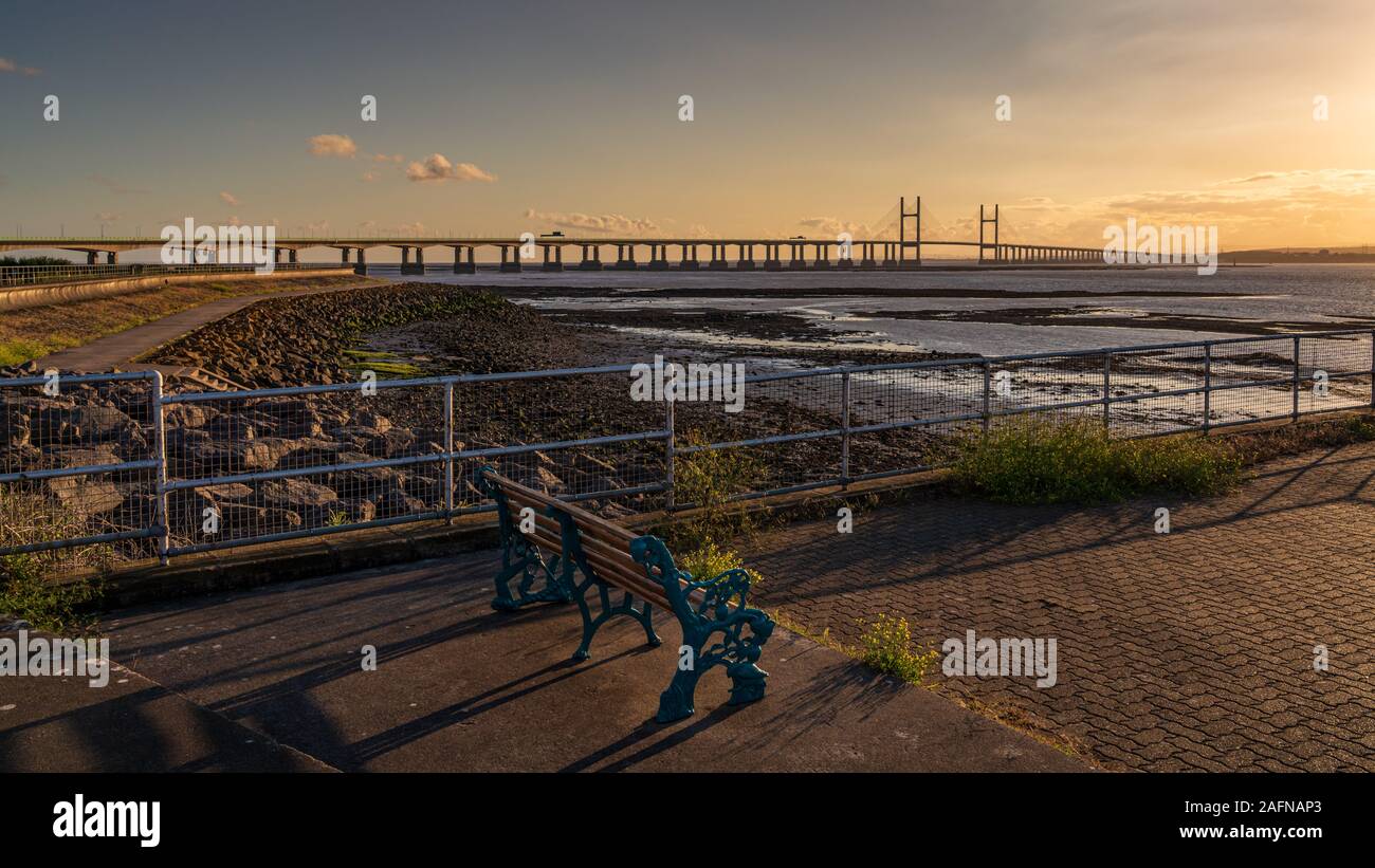 Golden Hour at the The Prince of Wales Bridge and the River Severn ...