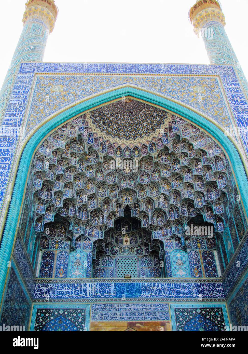 Vertical low angle shot of the beautiful Shah Mosque captured in ...
