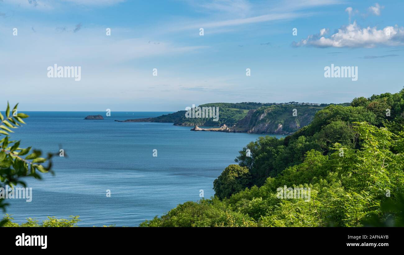 View towards Watcombe Beach and Babbacombe Bay, Torbay, England, UK ...
