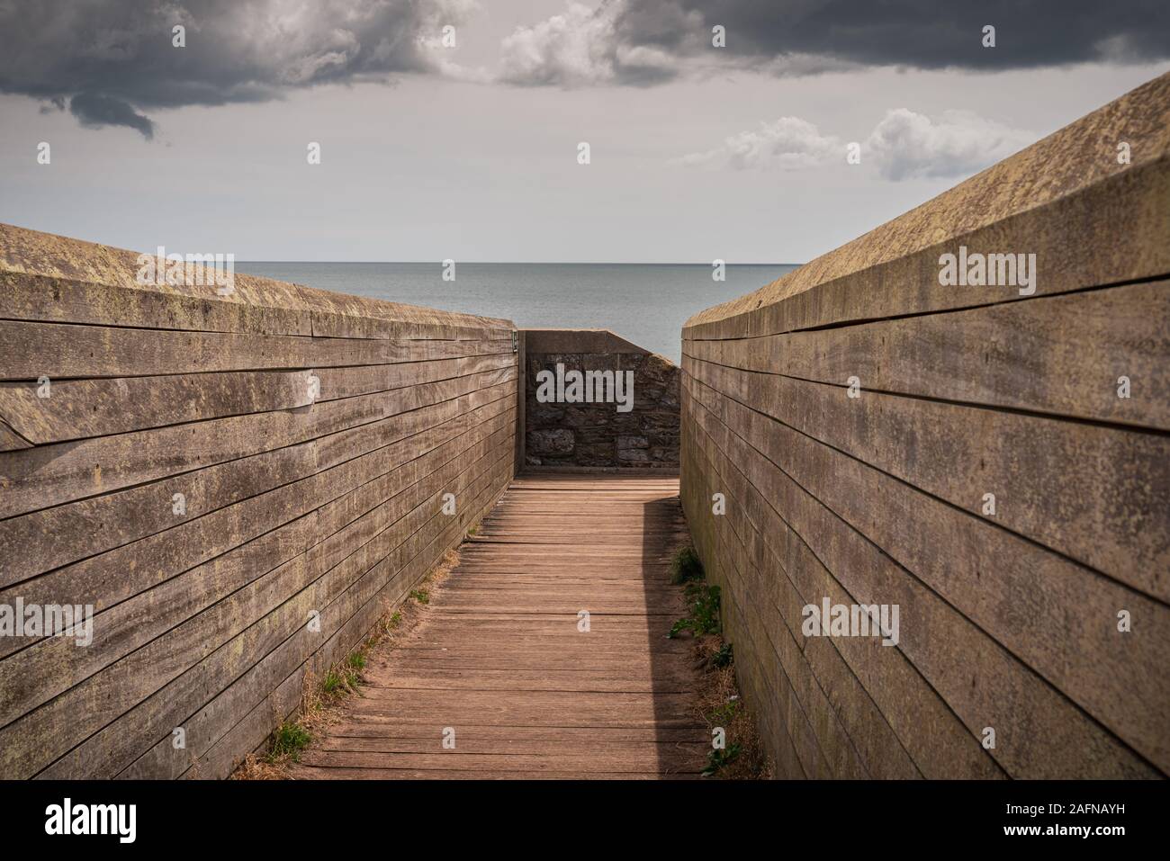 A footbridge leading over the railway line in Dawlish, Devon, England ...