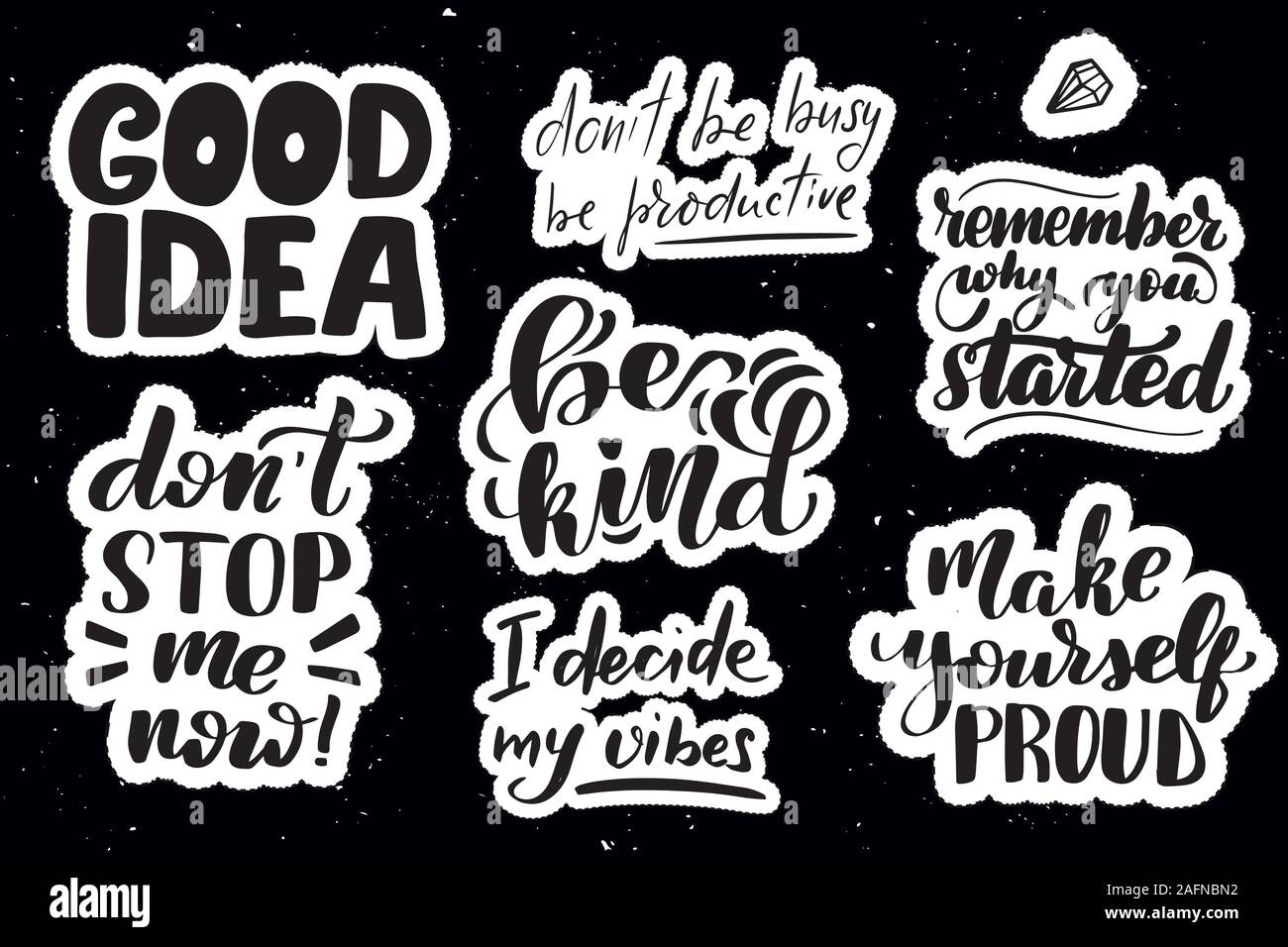 Stickers with hand drawn typography lettering inscriptions Stock Vector ...