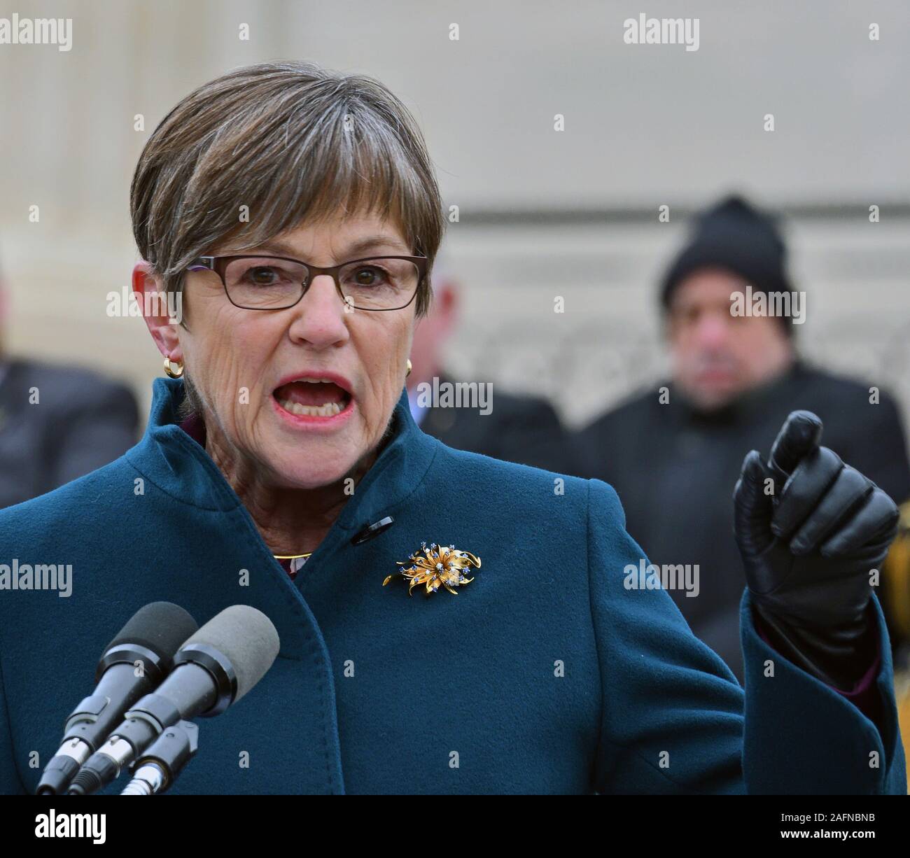 Topeka, Kansas, USA, January 14, 2019 Democrat Governor Laura Kelly ...