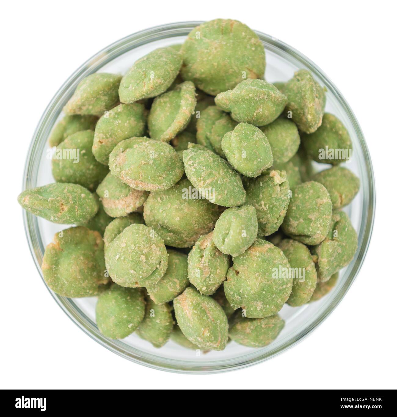 Portion of Wasabi Peanuts (as close-up shot) isolated on white ...