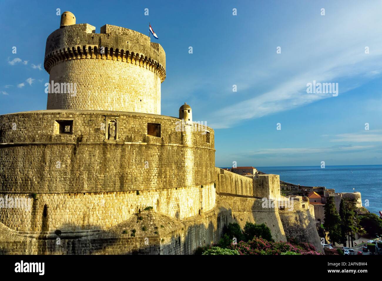 Minceta tower and city Walls of Dubrovnik, Croatia, Europe Stock Photo ...