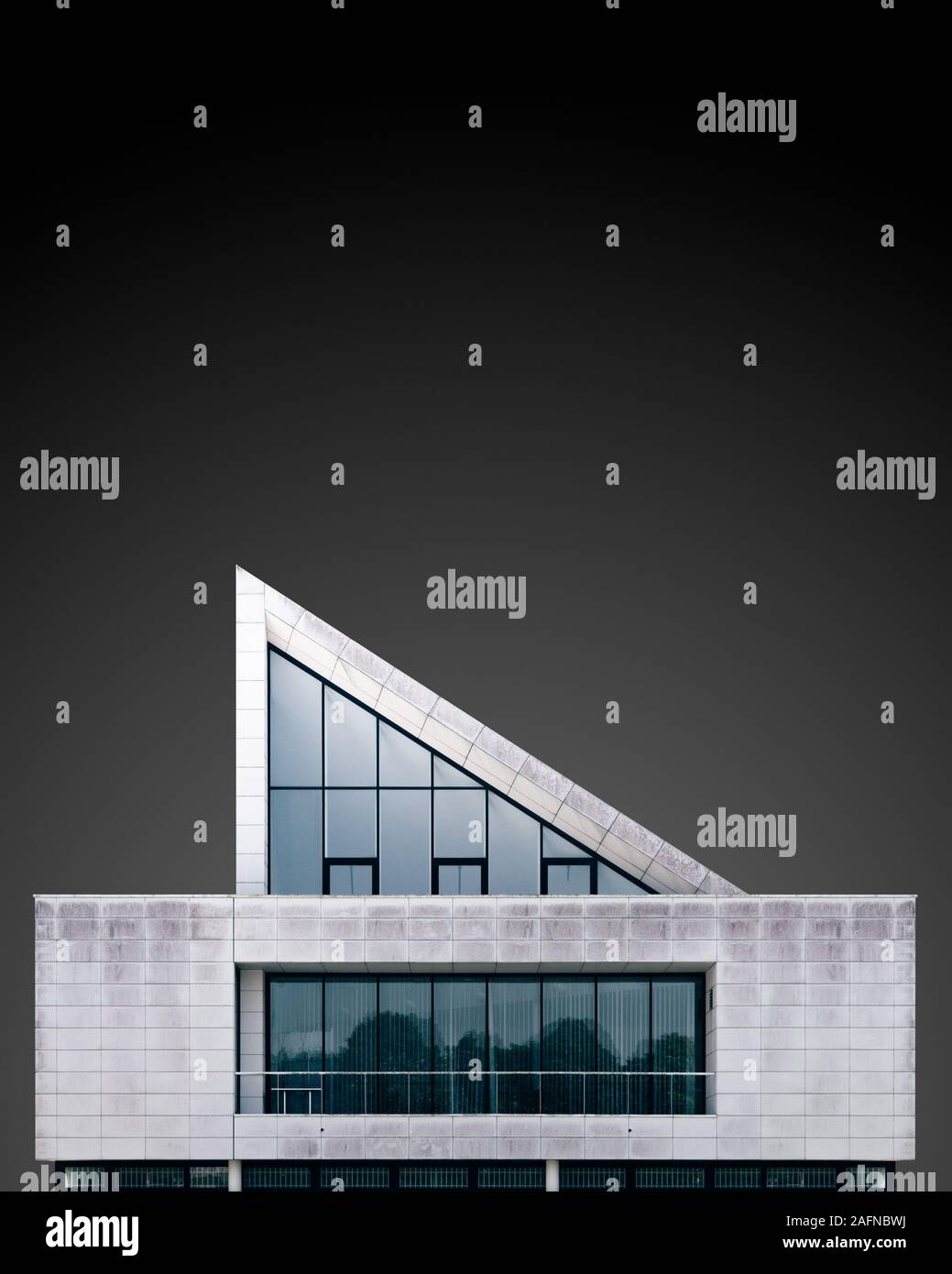 Vertical illustration of an exotic metal structure on a black ...