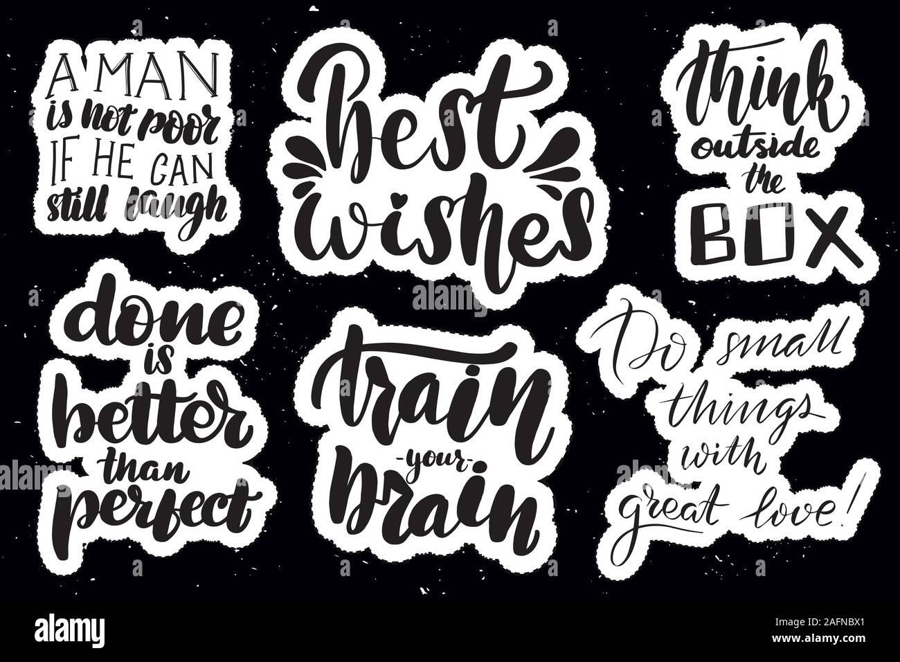 Stickers with hand drawn typography lettering inscriptions Stock Vector ...