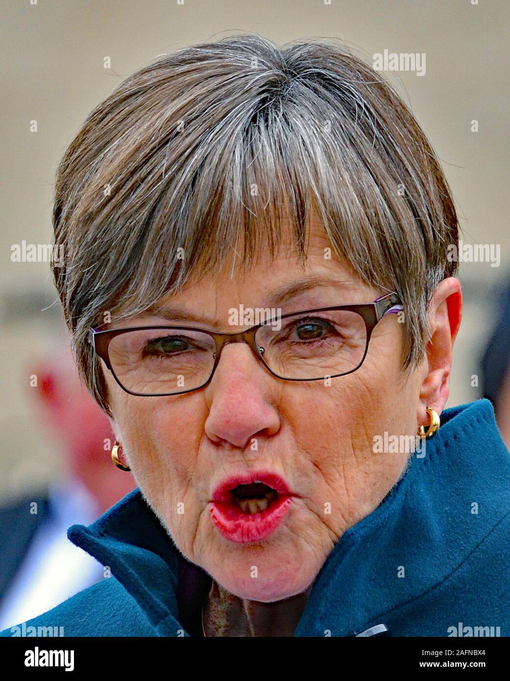 Topeka, Kansas, USA, January 14, 2019 Democrat Governor Laura Kelly ...