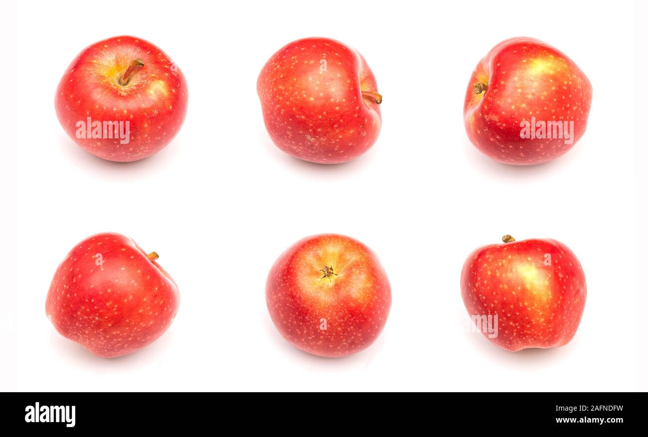 Red apple collage isolated on white background, fruit pattern concept ...