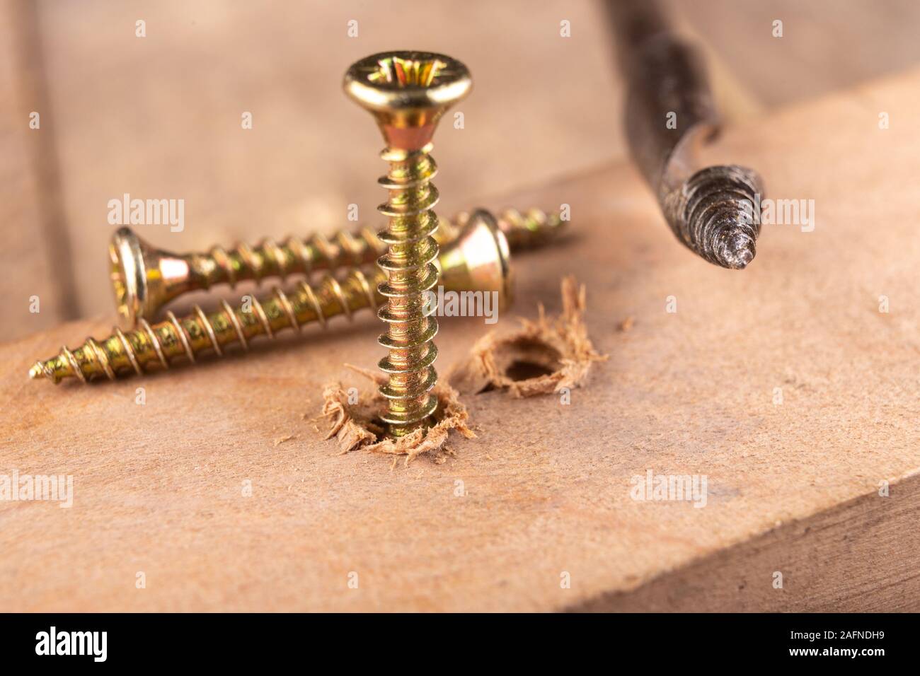 Hand drill for making holes in wood and metal screws. Carpentry tools ...