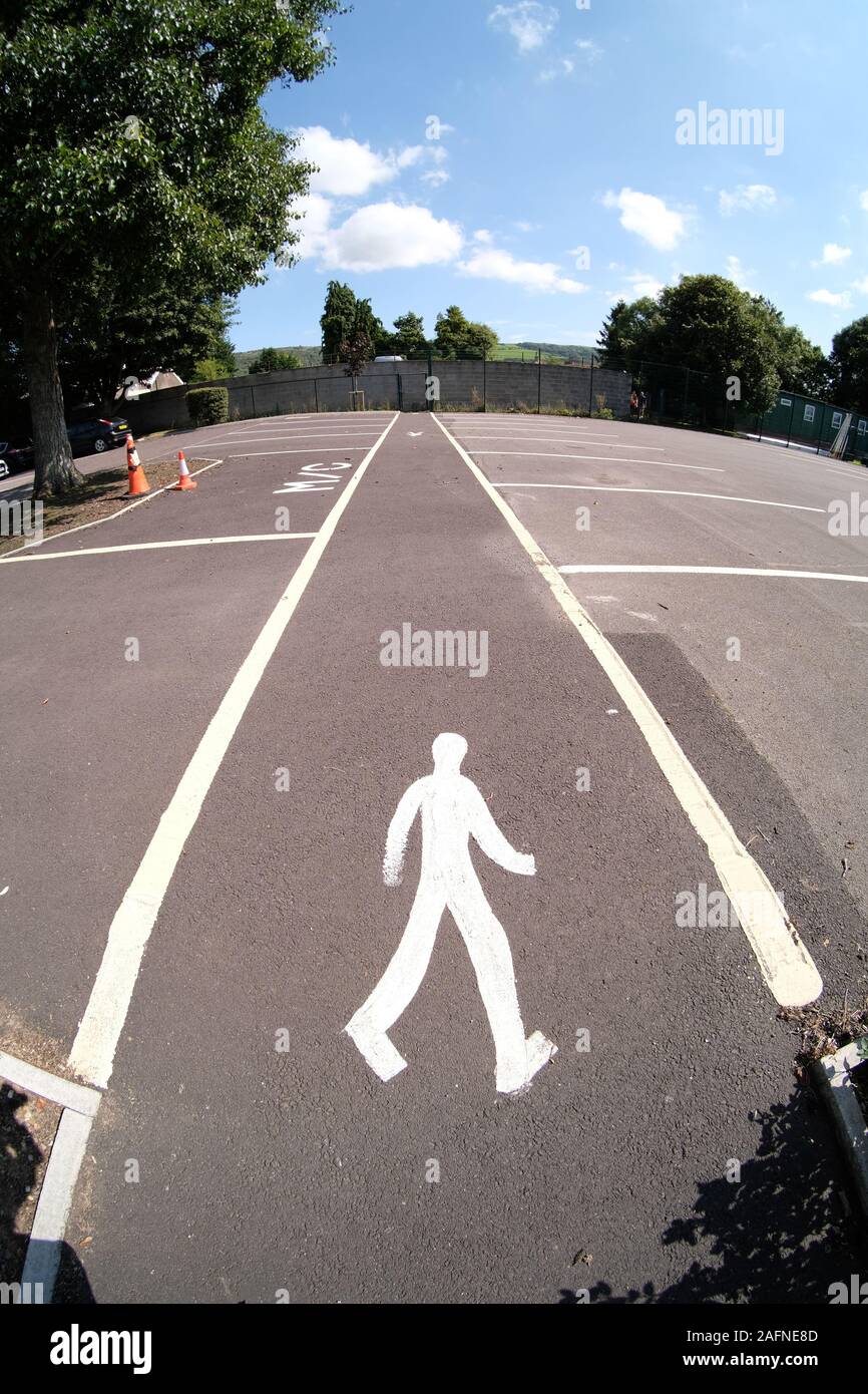 August 2017 - Designated footpath across an empty parking lot Stock ...