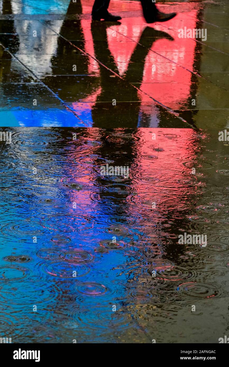 Rainy wet day reflections, London, England, UK Stock Photo - Alamy