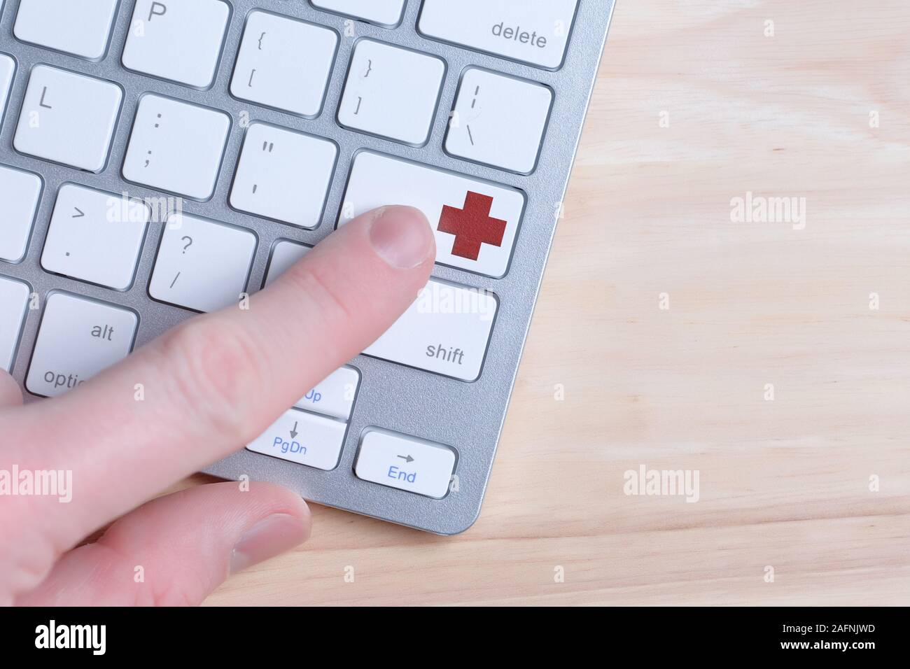 Call of medical help, doctors online. The finger presses the button on ...