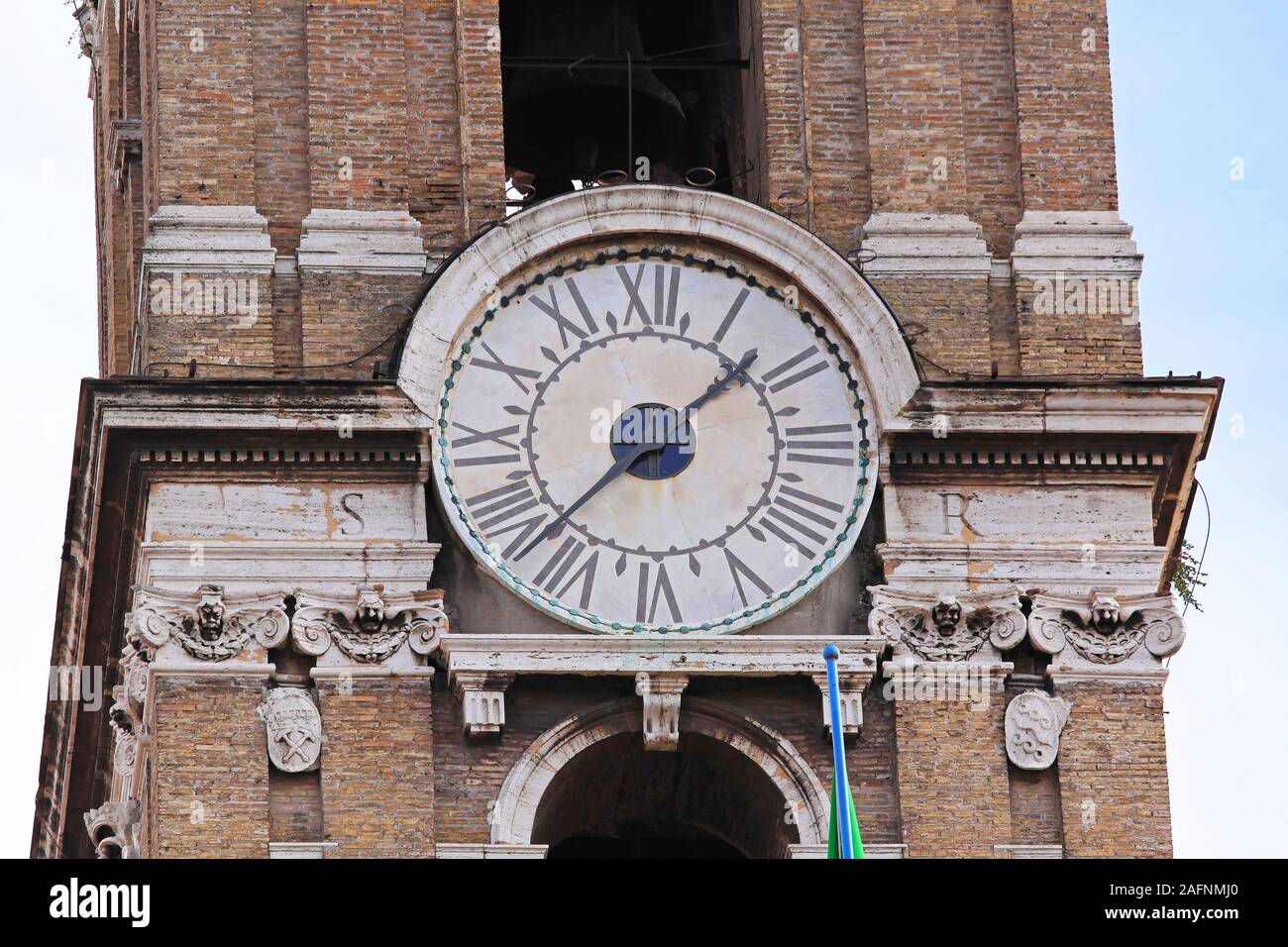 Clock and bell tower in Rome Italy Stock Photo - Alamy