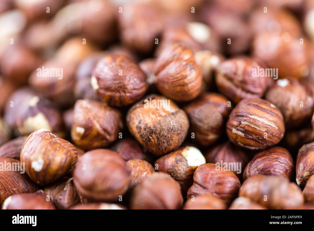 Hazelnuts close-up shot for use as background image or as texture Stock ...