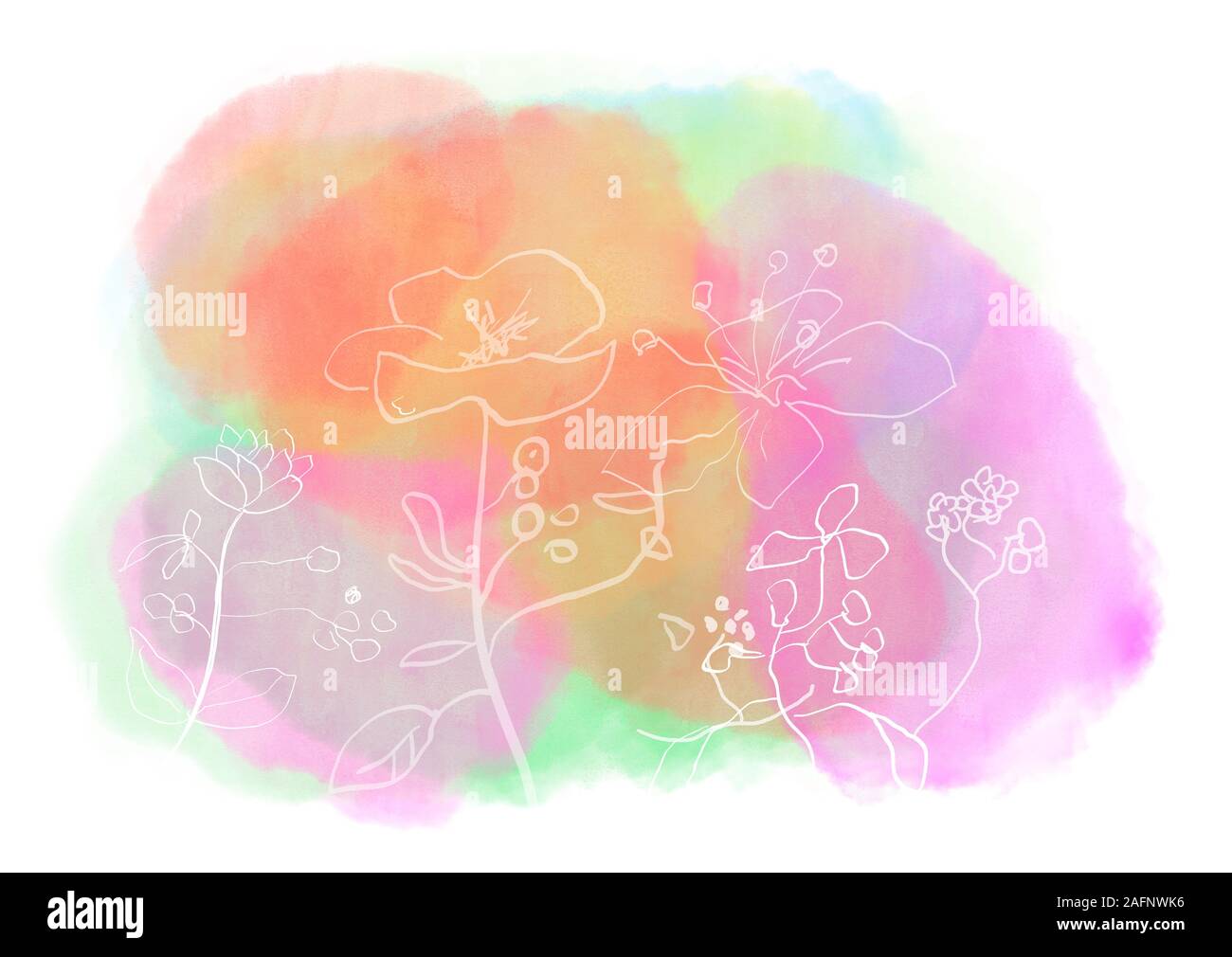 Spring color explosion in watercolor paint splash in pastel colors with ...