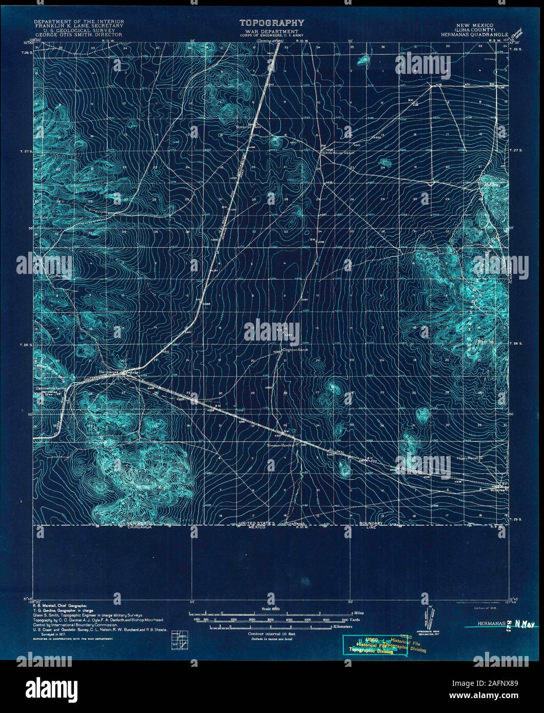 USGS TOPO Map New Mexico NM Hermanas 189330 1918 62500 Inverted ...