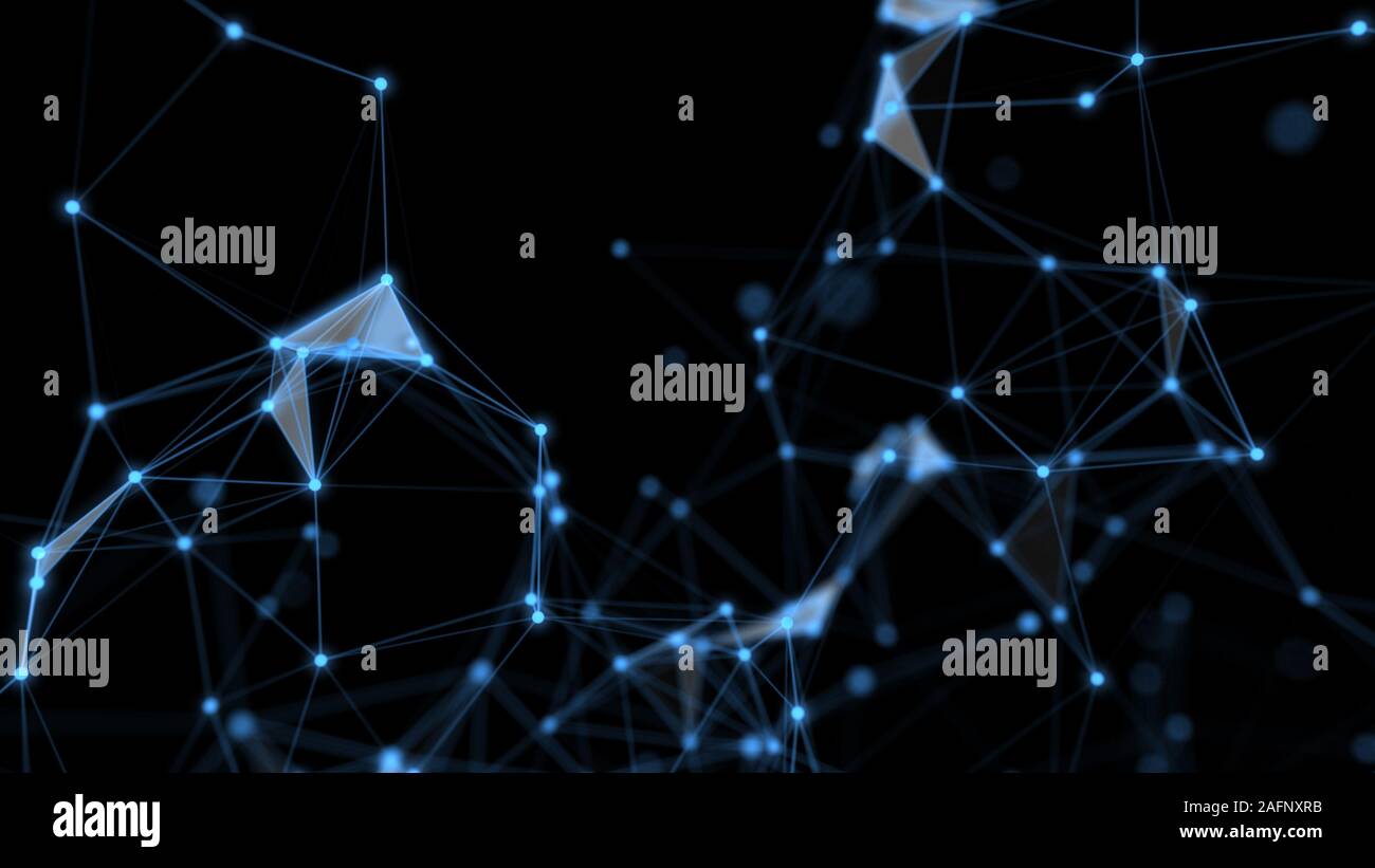 Technology network and communication with line and dot moving with ...