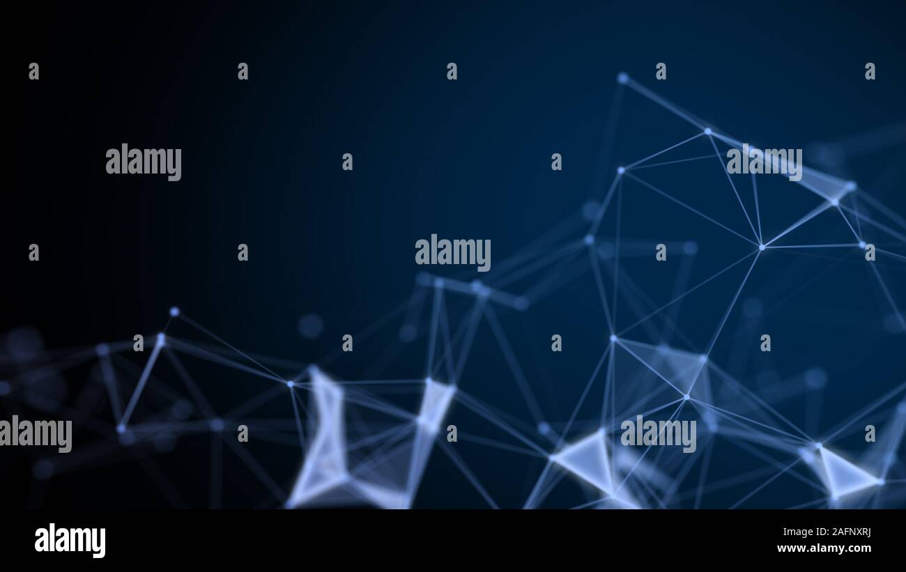 Technology network and communication with line and dot moving with ...