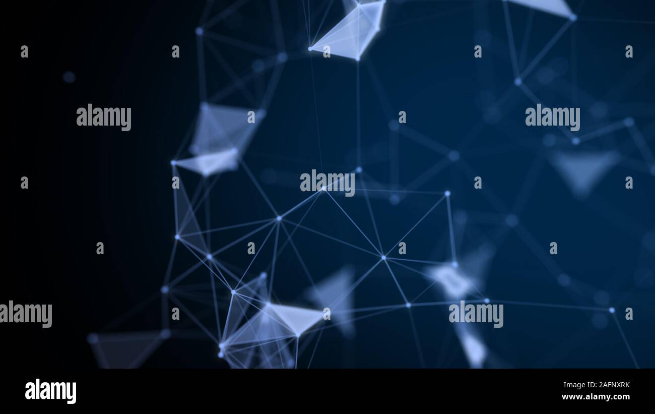 Technology network and communication with line and dot moving with ...