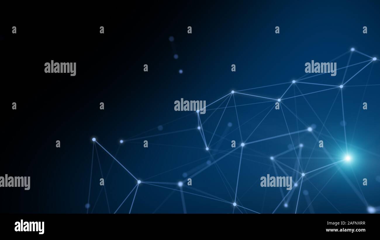 Technology network and communication with line and dot moving with ...