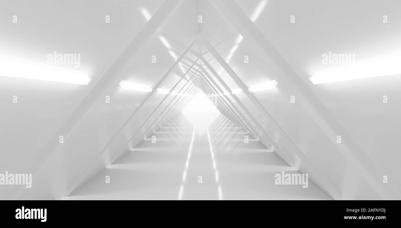 abstract white background architecture triangular warehouse hall 3d ...