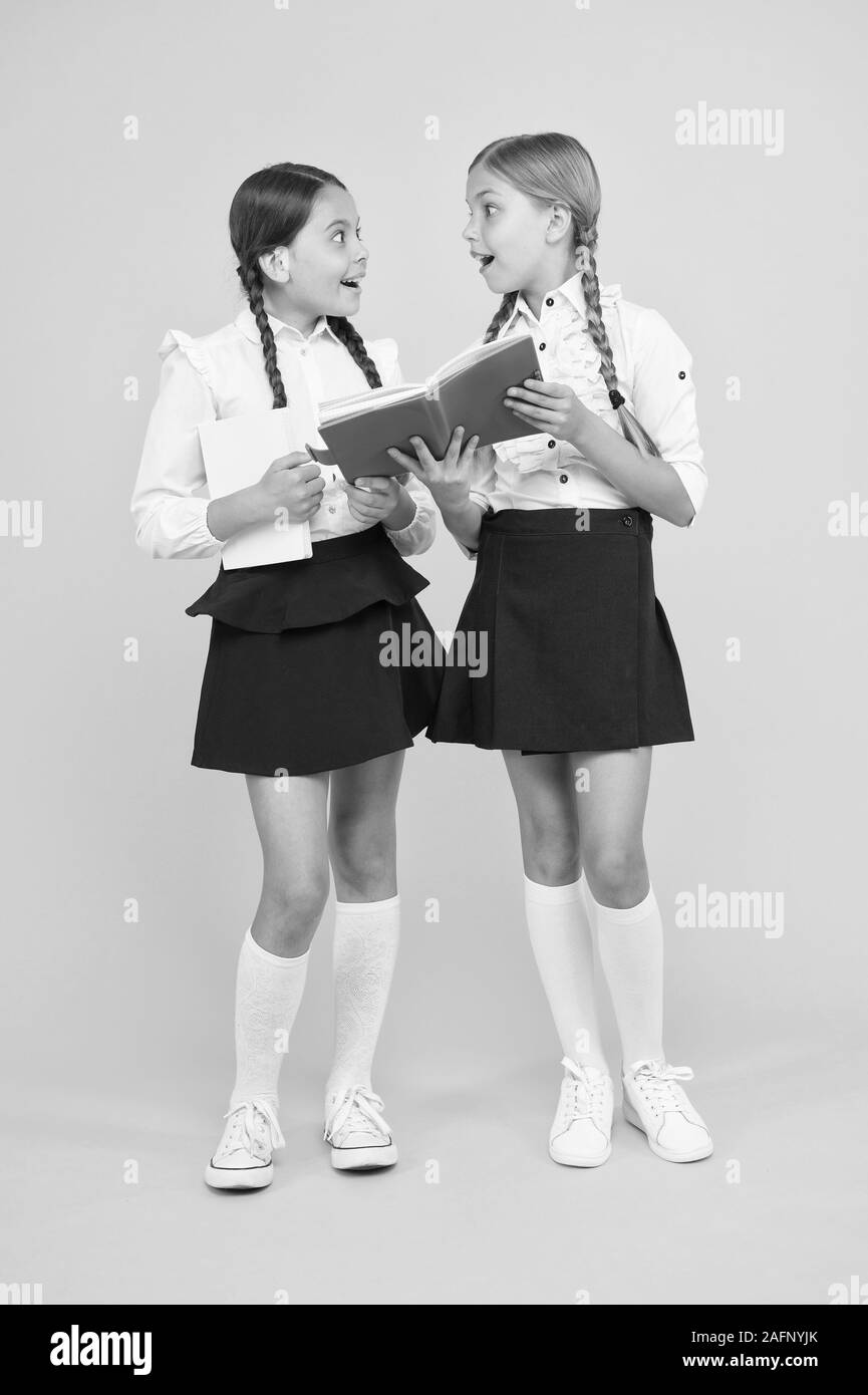 Friendship goals. Cute school girls with books. First day at school ...