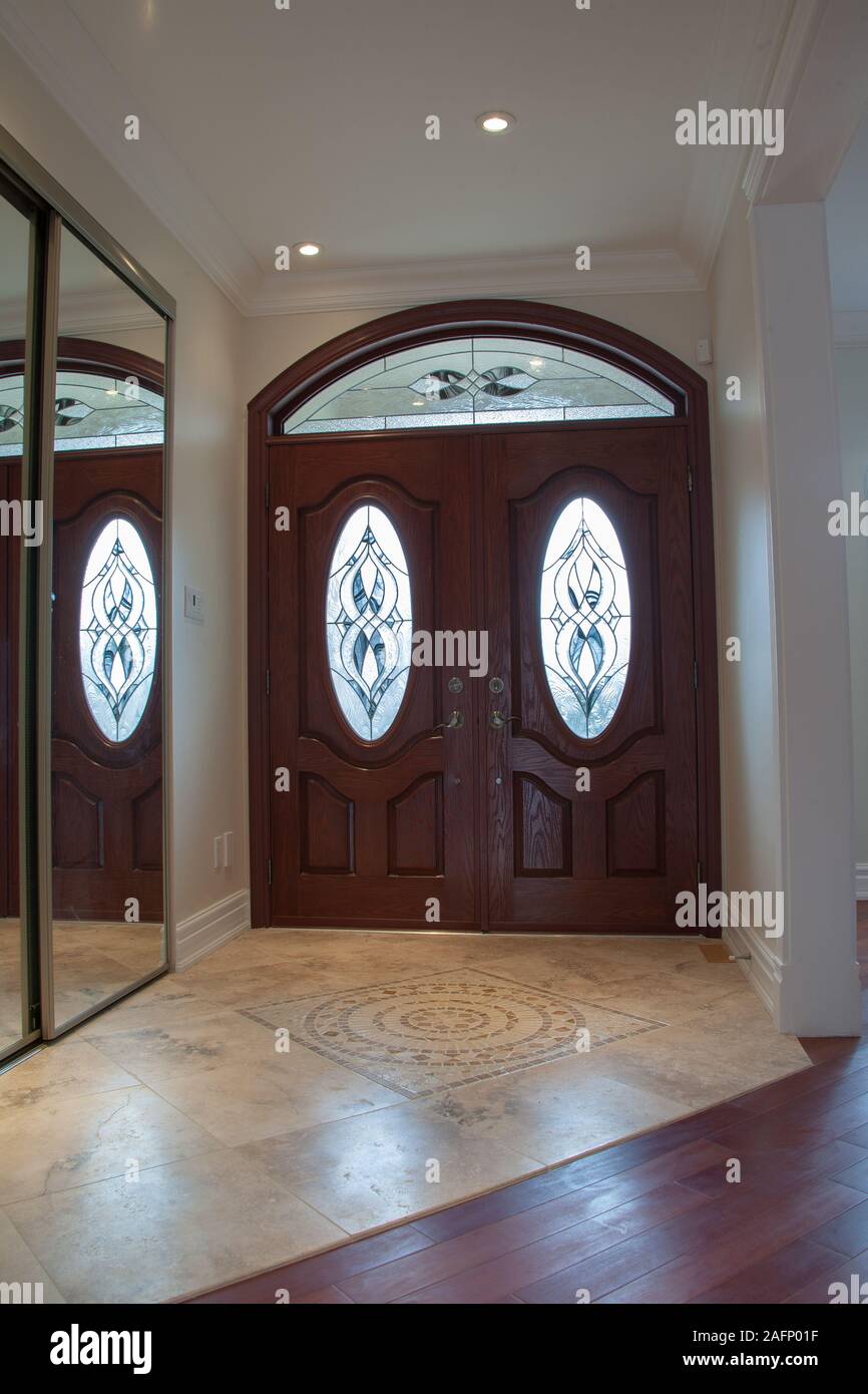 Private house Interior entrance, living room and staircase Stock Photo ...