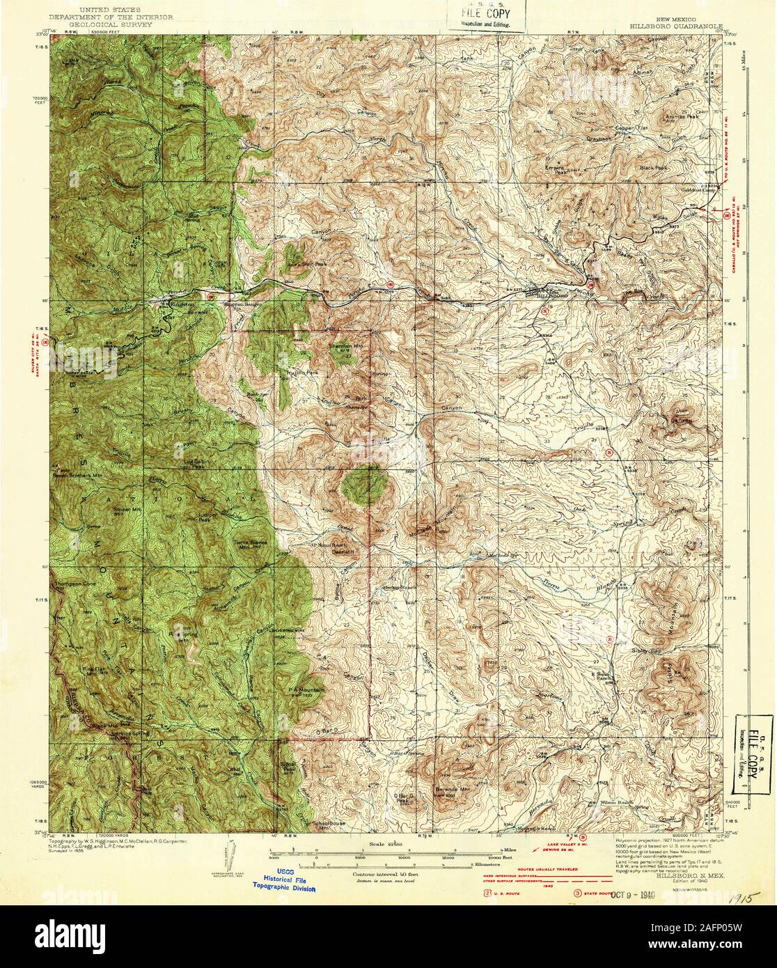 Map of hillsboro new mexico hi-res stock photography and images - Alamy